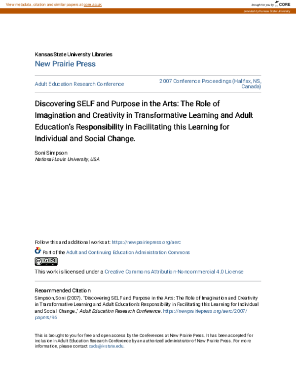 (PDF) Discovering SELF and purpose in the arts: The role of imagination ...