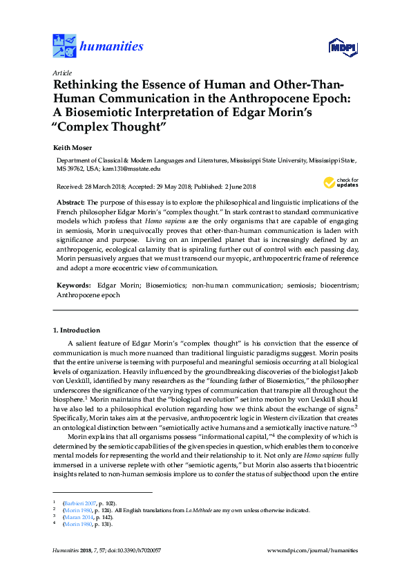 (PDF) Rethinking the Essence of Human and Other-Than-Human ...