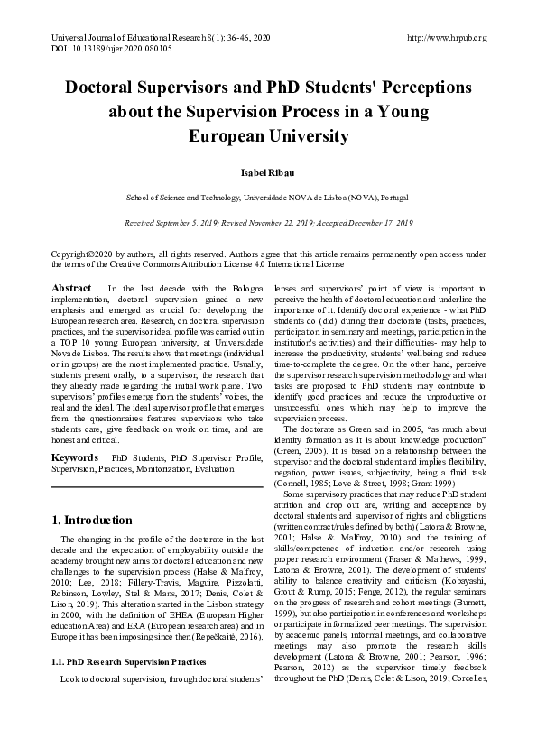 (PDF) Doctoral Supervisors and PhD Students' Perceptions about the ...