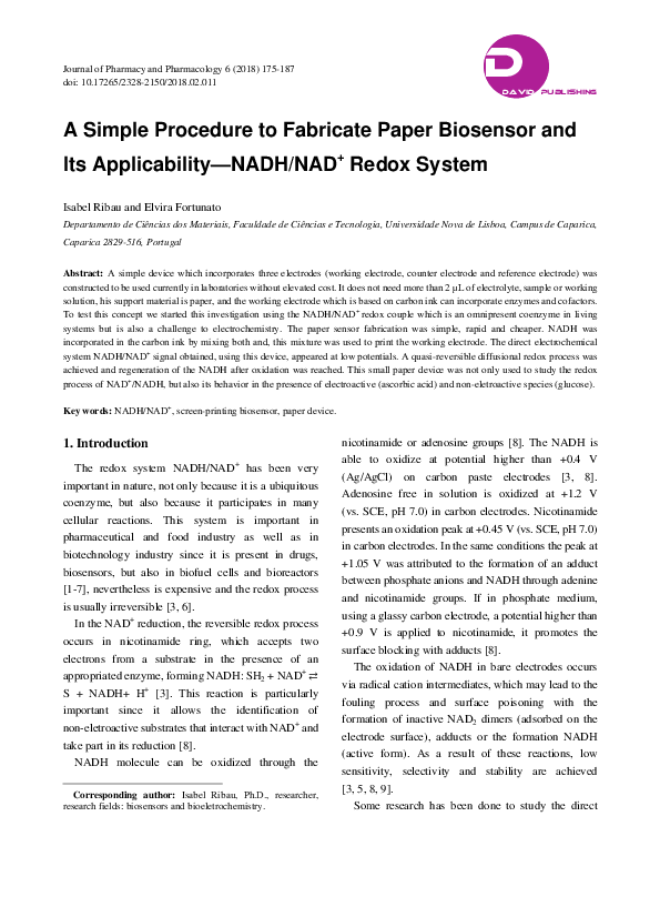 (PDF) A Simple Procedure to Fabricate Paper Biosensor and Its ...
