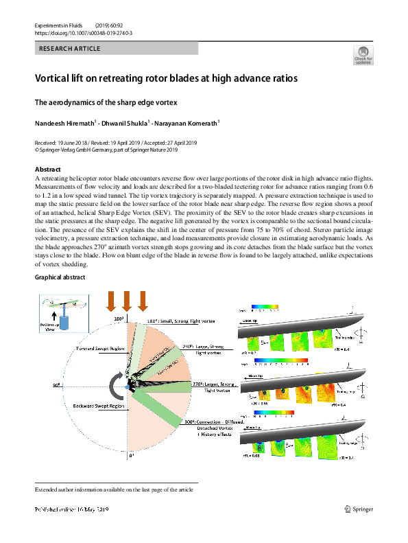 (PDF) Vortical lift on retreating rotor blades at high advance ratios ...