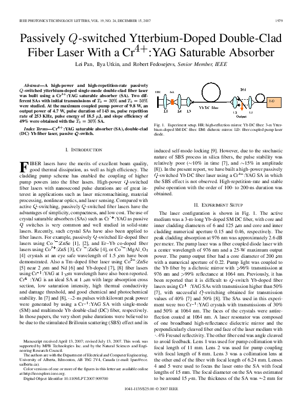 (PDF) Passively $Q$-switched Ytterbium-Doped Double-Clad Fiber Laser ...