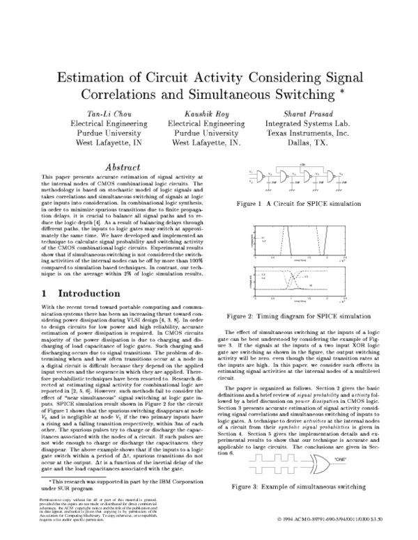 (PDF) Estimation Of Circuit Activity Considering Signal Correlations And Simultaneous Switching ...