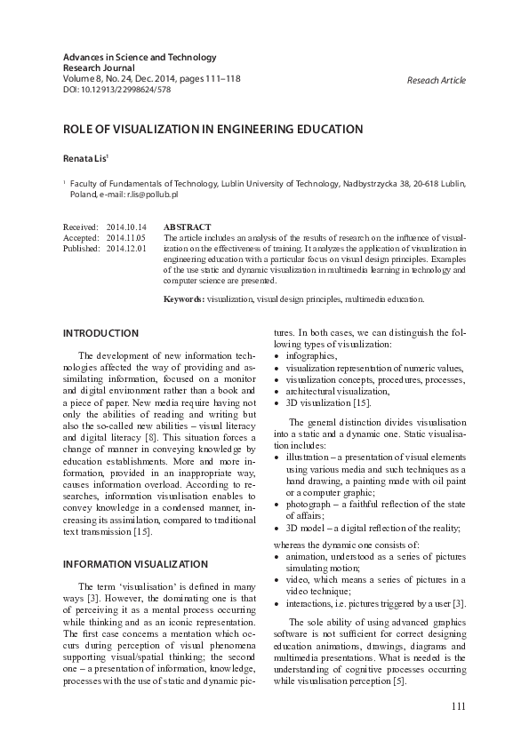 (PDF) Role of Visualization in Engineering Education