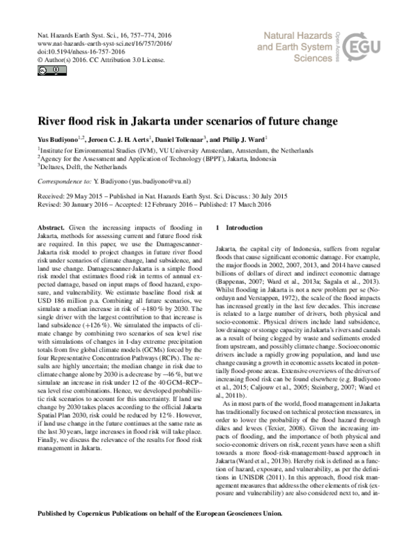(PDF) River flood risk in Jakarta under scenarios of future change