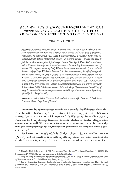 (PDF) Finding Lady Wisdom: The Excellent Woman (אשת חיל‬) as a ...