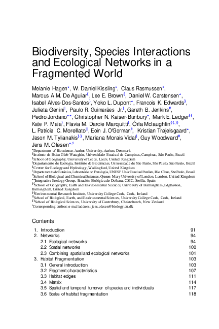 (PDF) Biodiversity, Species Interactions and Ecological Networks in a ...