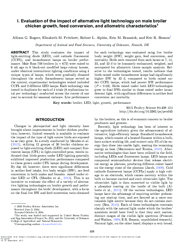 (PDF) I. Evaluation of the impact of alternative light technology on ...