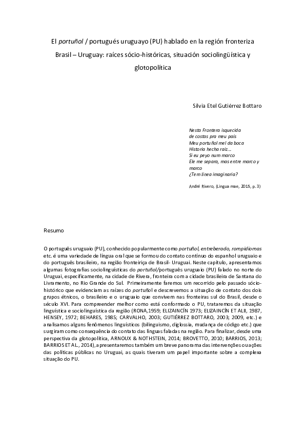 (PDF) El portuñol / portugués uruguayo (PU) hablado en la región ...