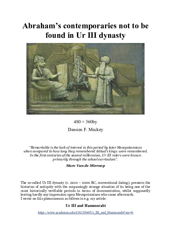 (DOC) Abraham’s contemporaries not to be found in Ur III dynasty