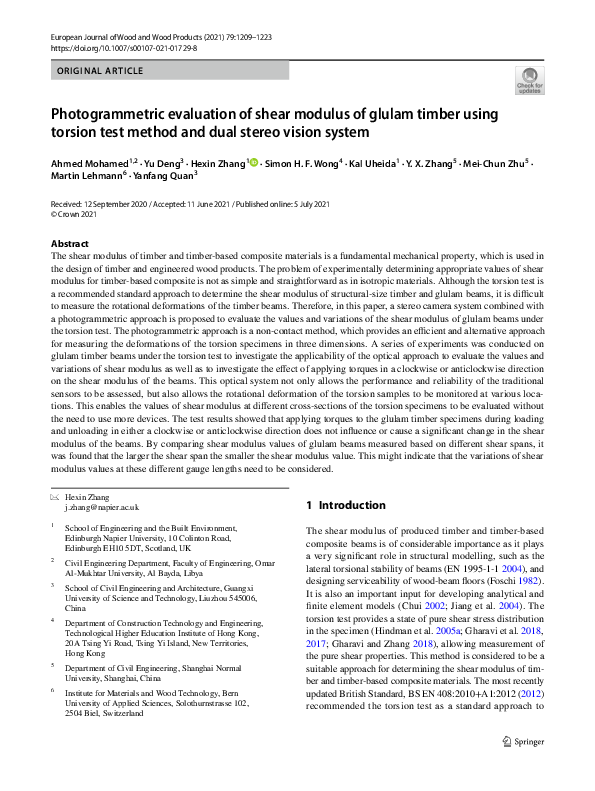 (PDF) Photogrammetric evaluation of shear modulus of glulam timber ...