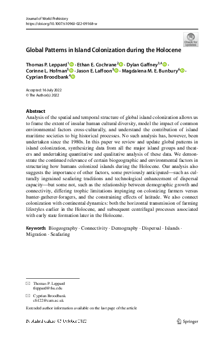 (PDF) Global Patterns in Island Colonization during the Holocene