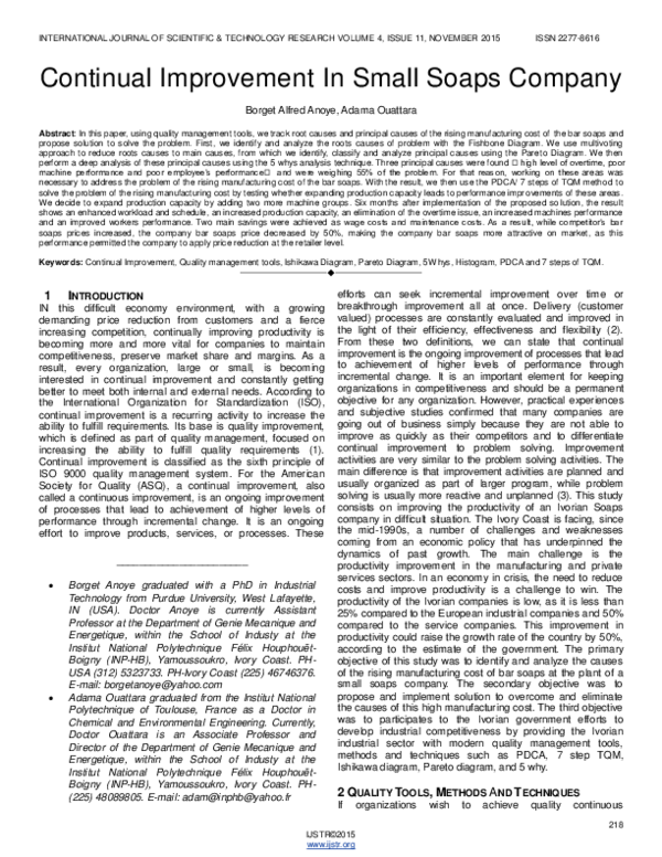 (PDF) Continual Improvement In Small Soaps Company