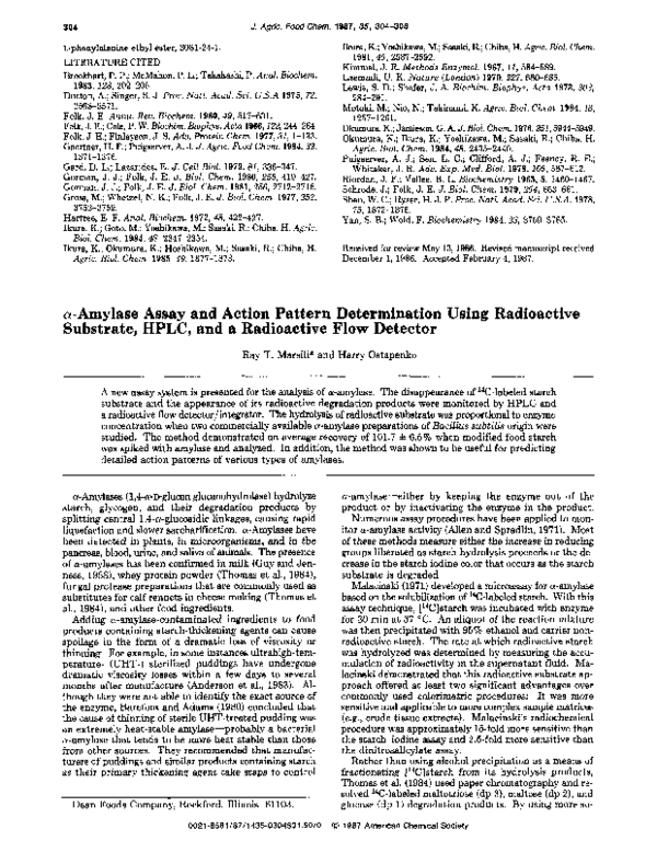 (PDF) alpha.-Amylase assay and action pattern determination using radioactive substrate, HPLC ...