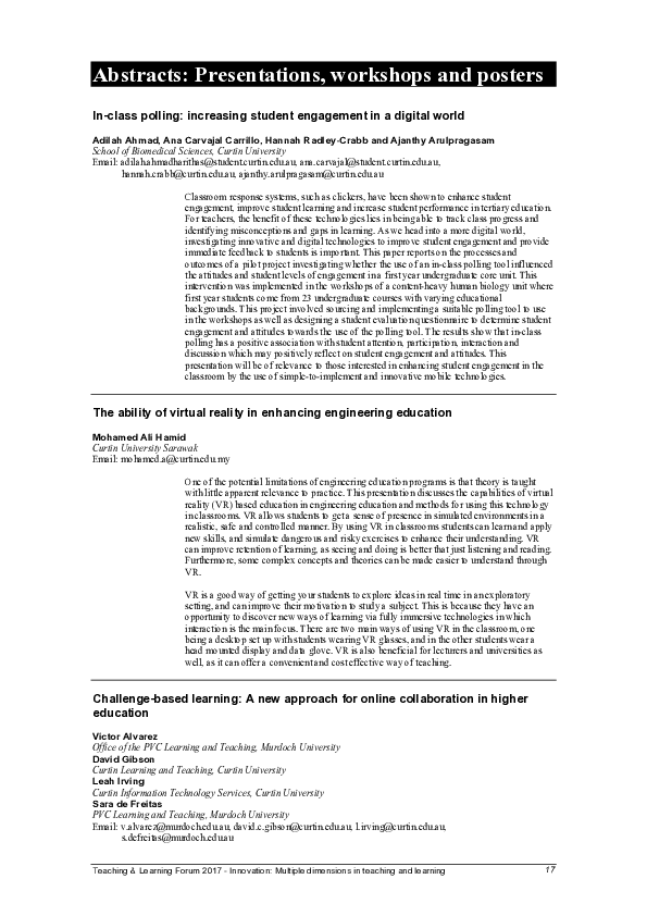 (PDF) Abstracts : Presentations , workshops and posters In-class ...