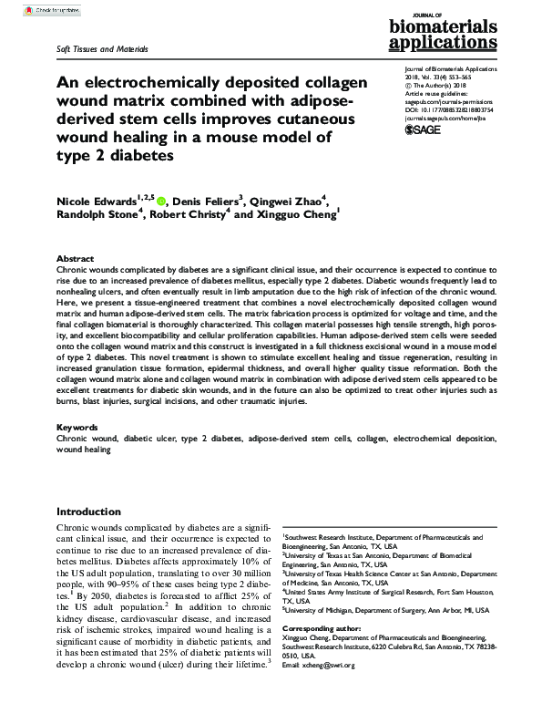 (PDF) An electrochemically deposited collagen wound matrix combined ...