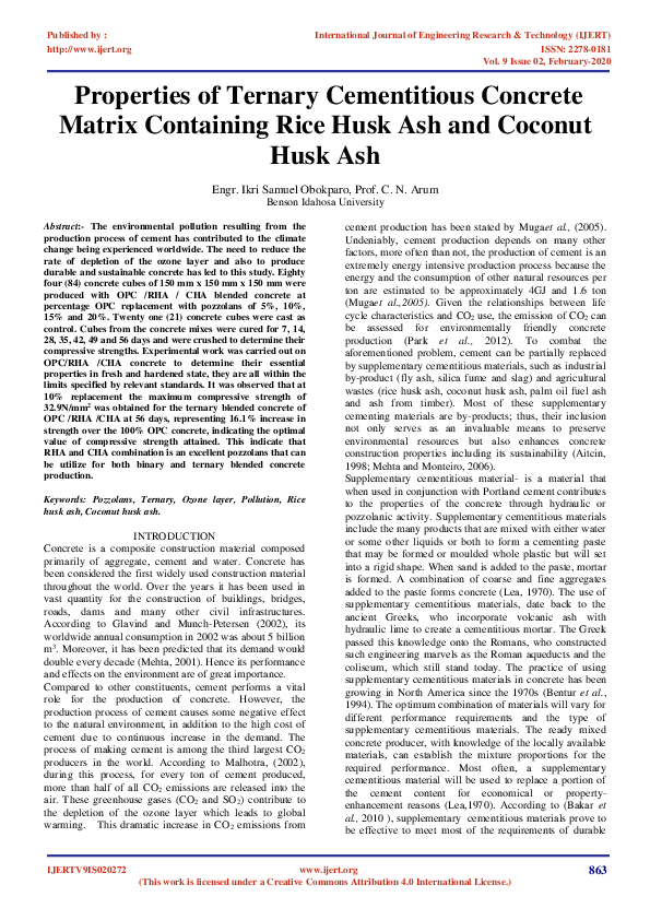 (PDF) Properties of Ternary Cementitious Concrete Matrix Containing ...