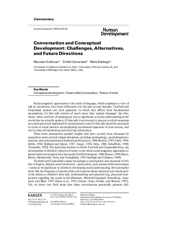 (PDF) Conversation and Conceptual Development: Challenges, Alternatives ...