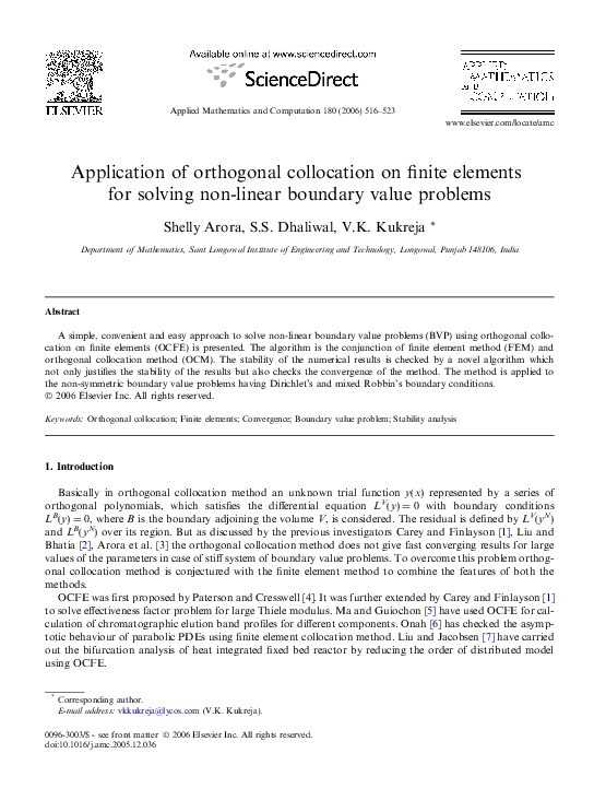 (PDF) Application of orthogonal collocation on finite elements for ...