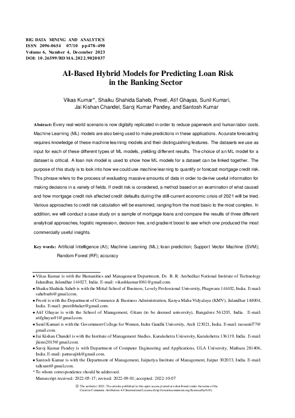 (PDF) AI-Based Hybrid Models for Predicting Loan Risk in the Banking Sector