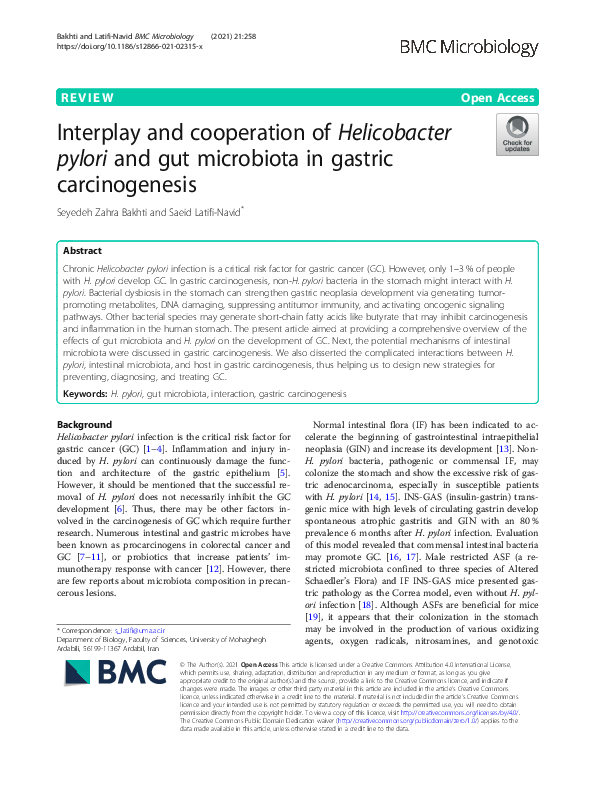 (PDF) Interplay and cooperation of Helicobacter pylori and gut ...