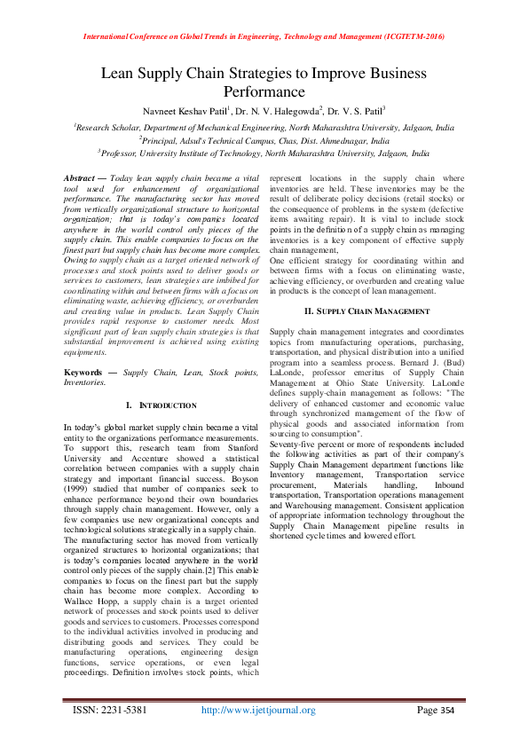 (PDF) Lean Supply Chain Strategies to Improve Business Performance