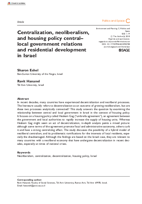 (PDF) Centralization, neoliberalism, and housing policy central–local ...