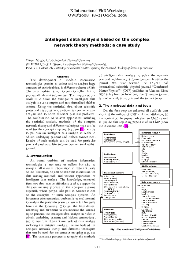 (PDF) Intelligent data analysis based on the complex network theory methods: a case study