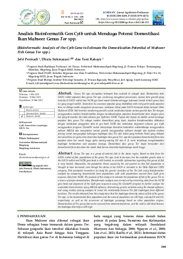 (PDF) Bioinformatic Analysis of the Cytb Gene to Estimate the ...