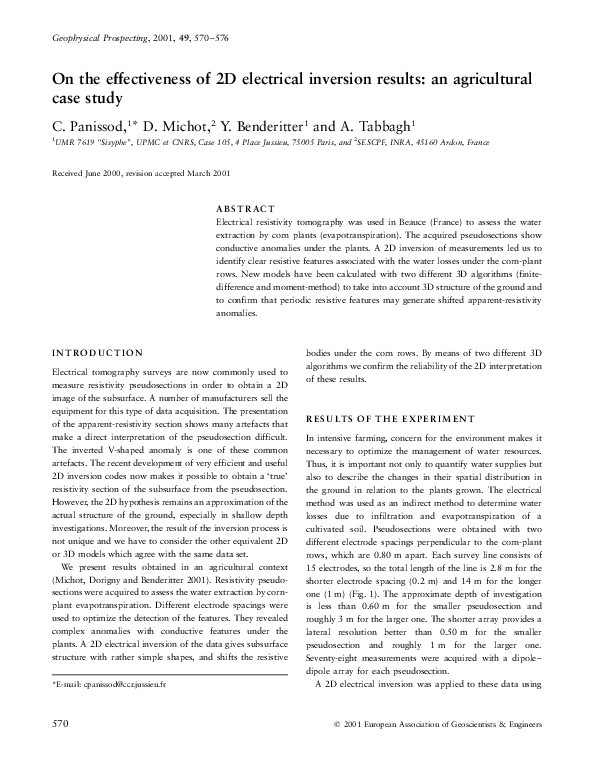 (PDF) On the effectiveness of 2D electrical inversion results: an ...