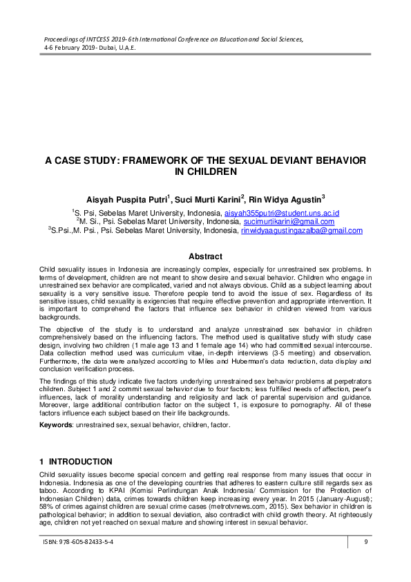 (PDF) A Case Study: Framework of the Sexual Deviant Behavior in Children