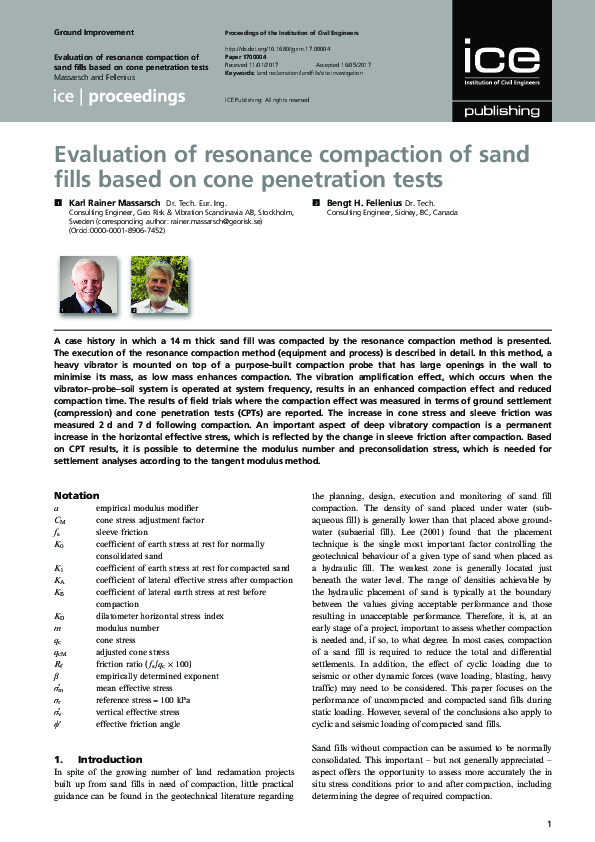 (PDF) Evaluation of resonance compaction of sand fills based on cone ...