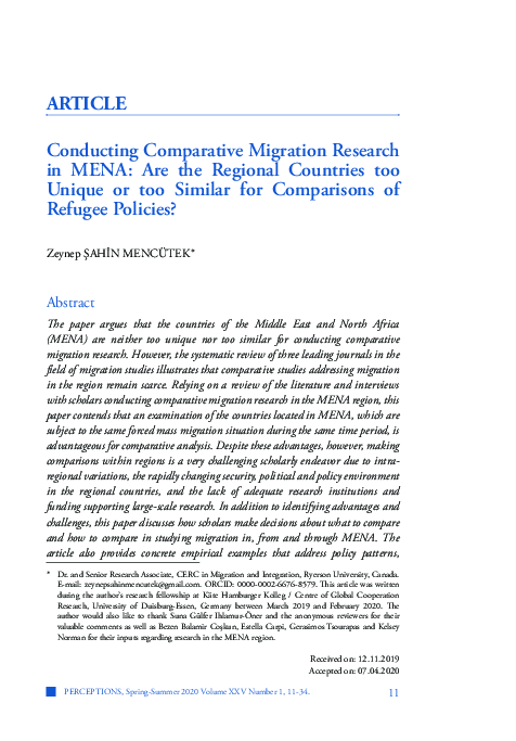 (PDF) Conducting Comparative Migration Research in MENA: Are the Regional Countries too Unique ...