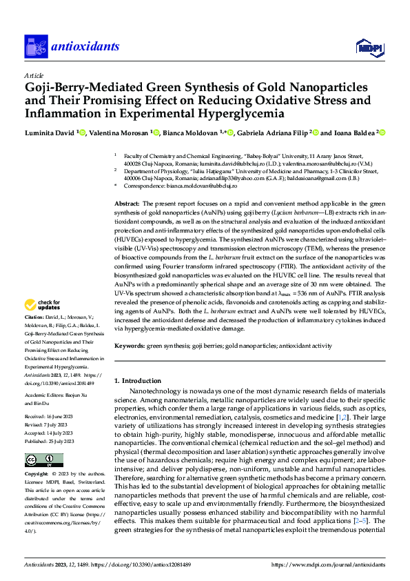 (PDF) Goji-Berry-Mediated Green Synthesis of Gold Nanoparticles and Their Promising Effect on ...