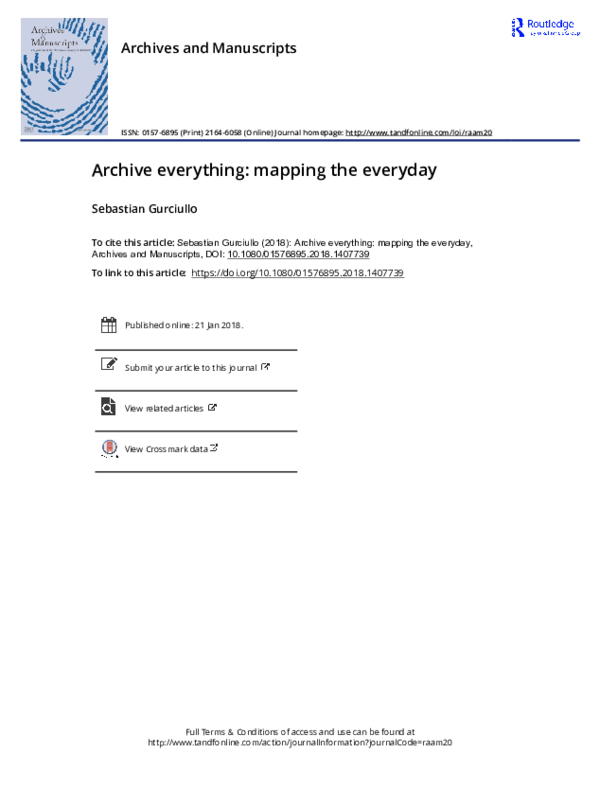 (PDF) Archive Everything: Mapping the Everyday