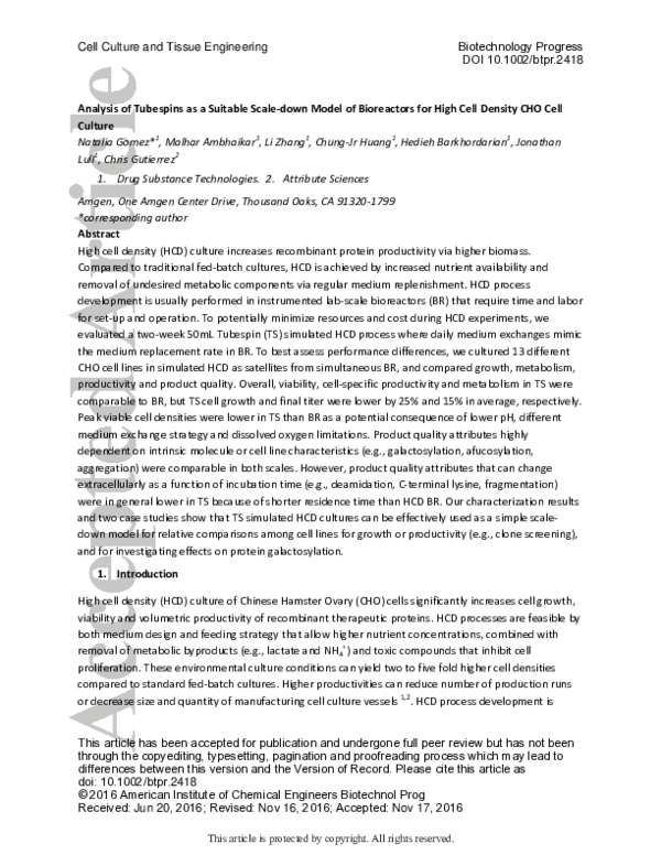 (PDF) Analysis of Tubespins as a suitable scale-down model of ...