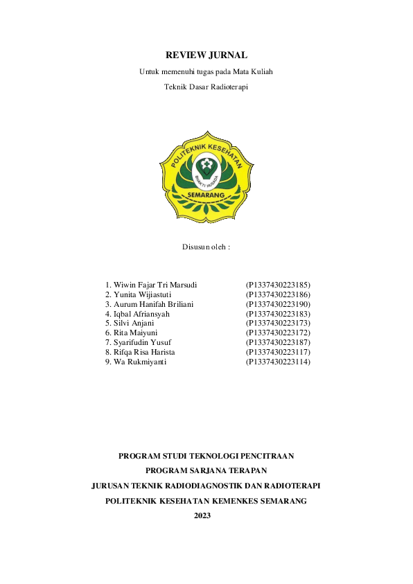 (PDF) REVIEW JURNAL : Peran Radioterapi dan Tatalaksana Umum pada ...