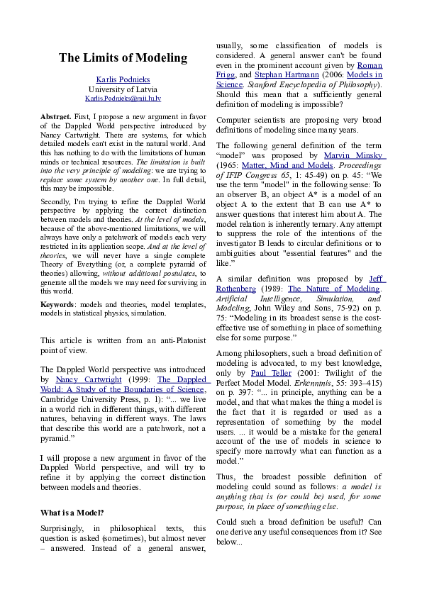 (PDF) The Limits of Modeling