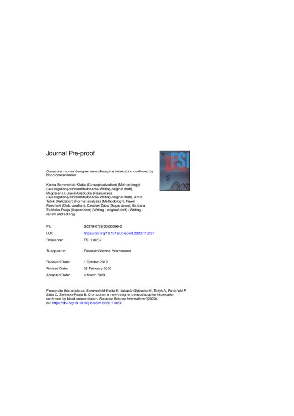 (PDF) Clonazolam a new designer benzodiazepine intoxication confirmed ...