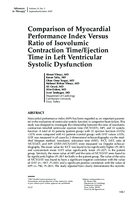 (PDF) Comparison of myocardial performance index versus ratio of ...