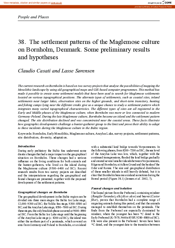 (PDF) The settlement patterns of the Maglemose Culture on Bornholm ...