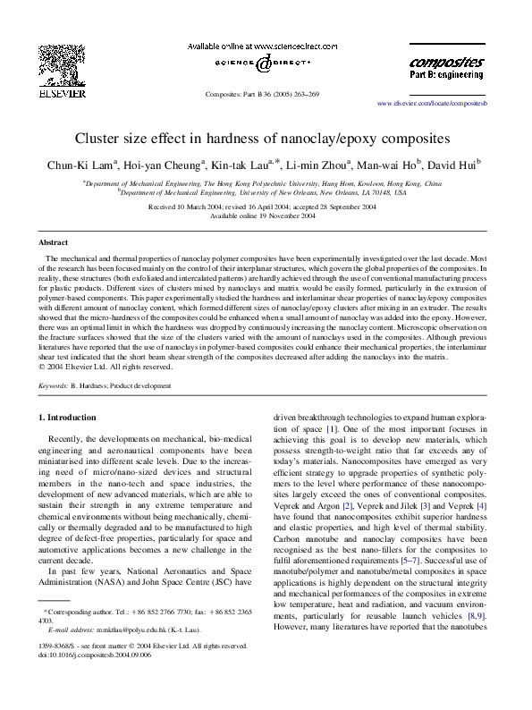 (PDF) Cluster size effect in hardness of nanoclay/epoxy composites