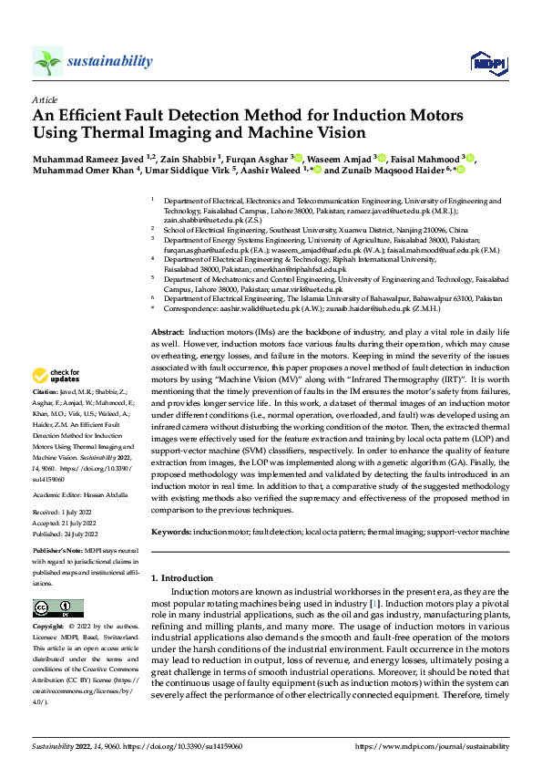 Pdf An Efficient Fault Detection Method For Induction Motors Using