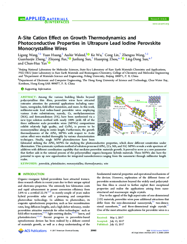 (PDF) A-site Cation Effect on Growth Thermodynamics and Photoconductive ...