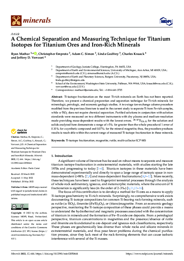 (PDF) A Chemical Separation and Measuring Technique for Titanium ...