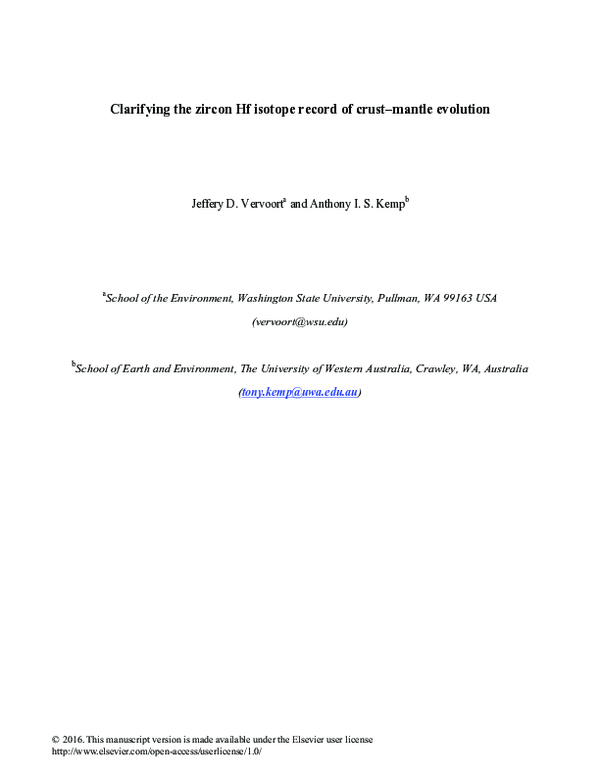 Pdf Clarifying The Zircon Hf Isotope Record Of Crust Mantle Evolution
