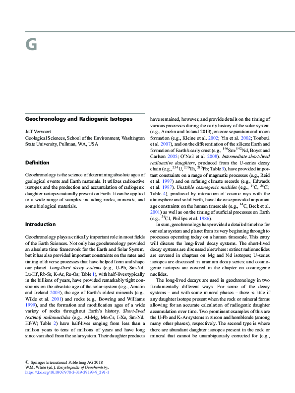 (PDF) Geochronology and Radiogenic Isotopes