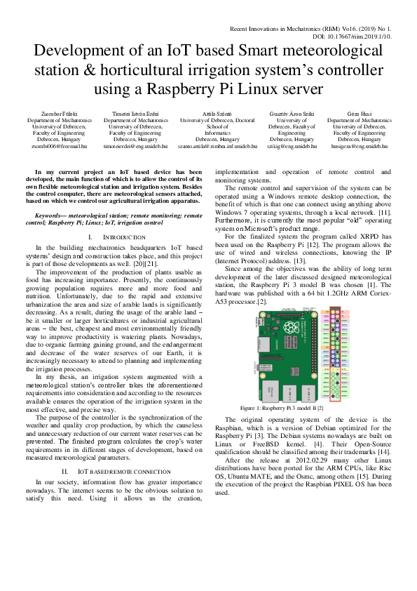 (PDF) Development of an IoT based Smart meteorological station ...