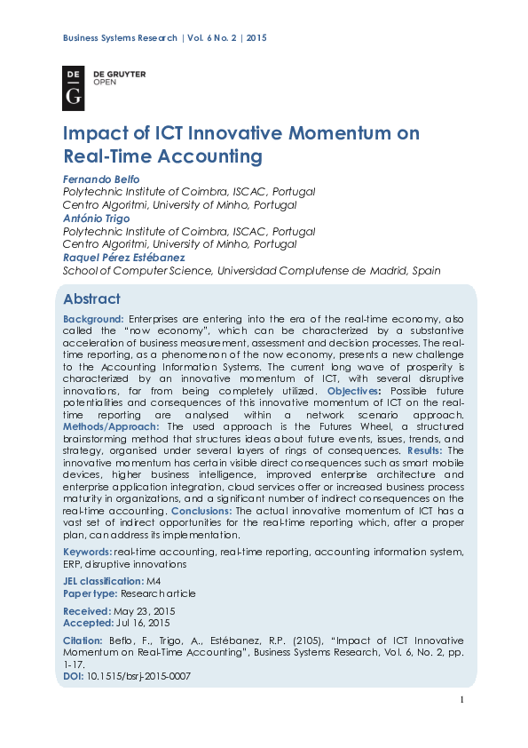 (PDF) Impact of ICT Innovative Momentum on Real-Time Accounting