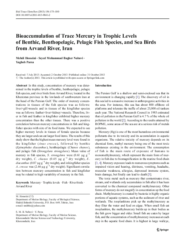 (PDF) Bioaccumulation of Trace Mercury in Trophic Levels of Benthic ...